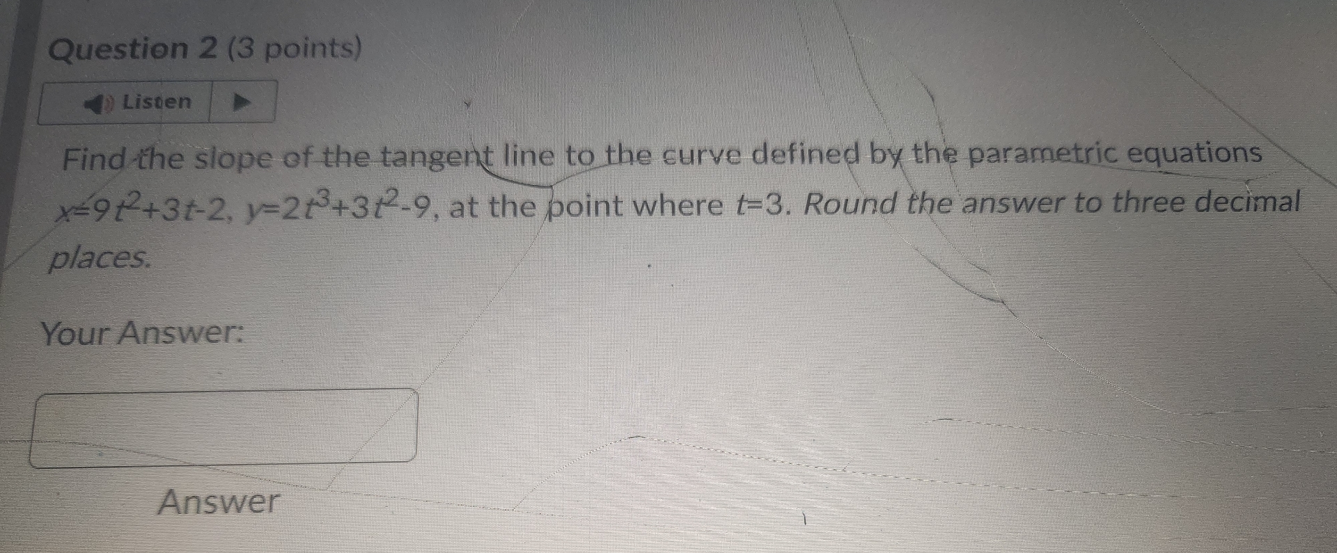 Solved Question 2 (3 ﻿points)ListenFind the slope of the | Chegg.com