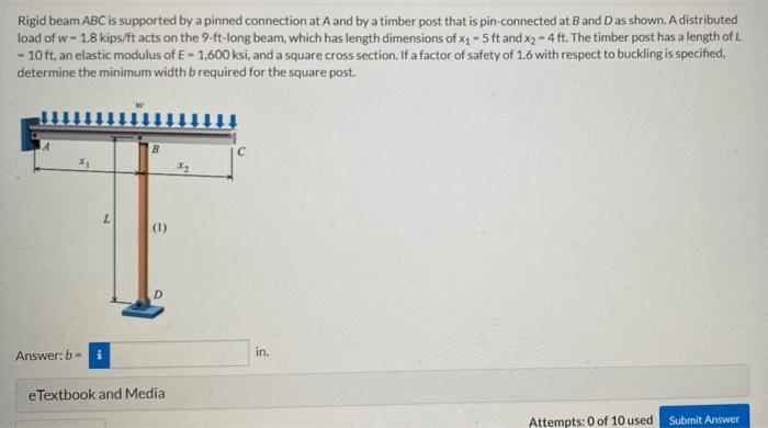 Solved Rigid beam ABC is supported by a pinned connection at | Chegg.com