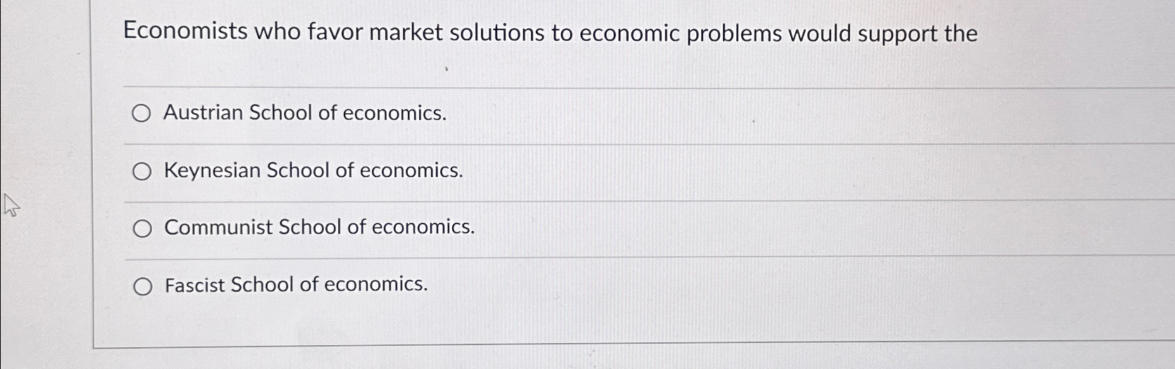 Solved Economists who favor market solutions to economic | Chegg.com