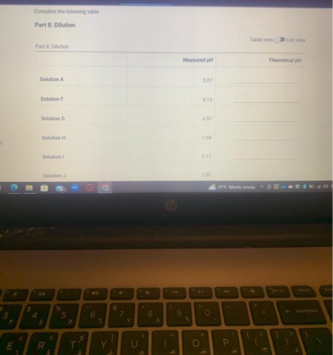 (9pts) Part 1. Calculations Part I solutions Complete | Chegg.com