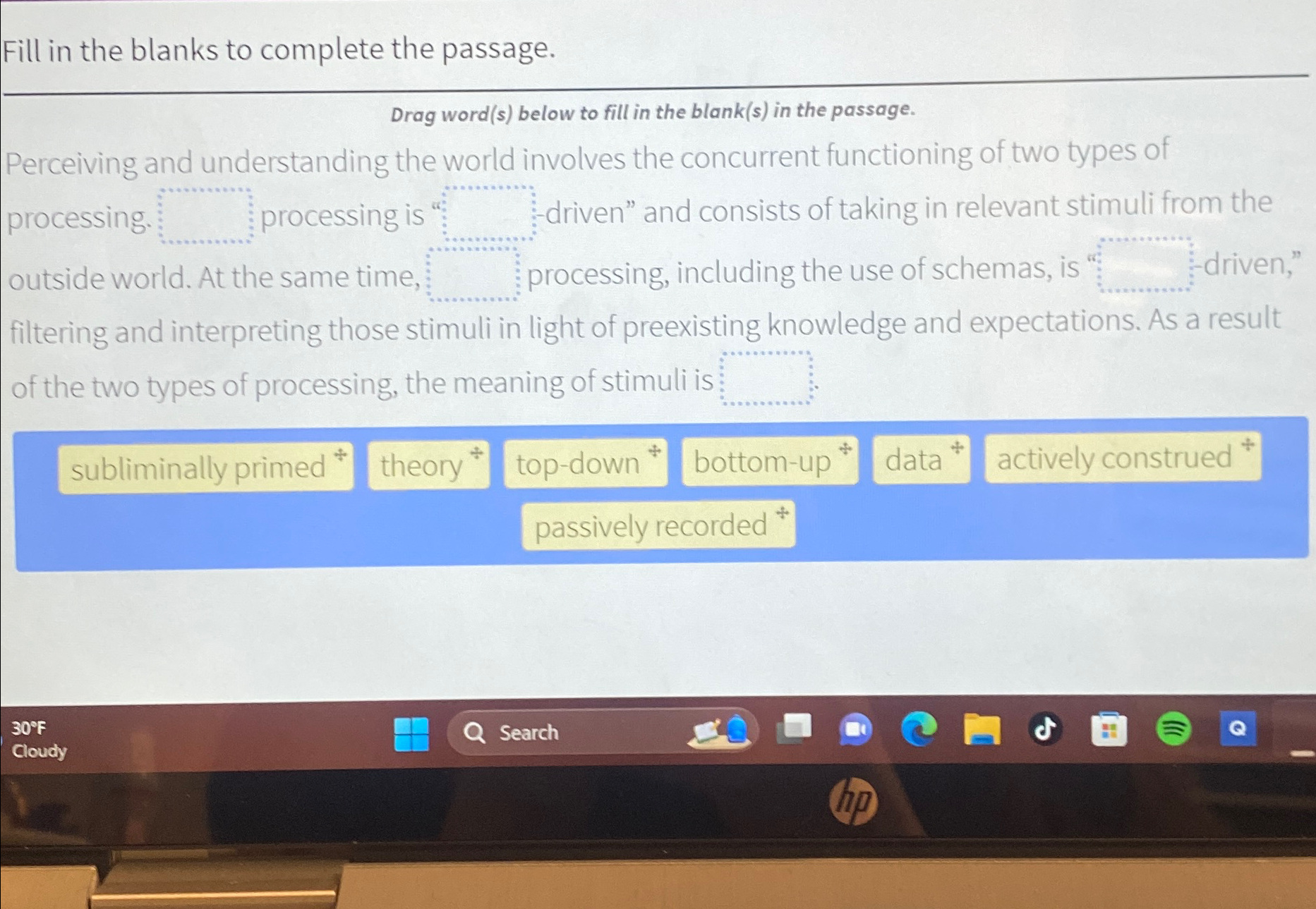Solved Fill in the blanks to complete the passage.Drag | Chegg.com
