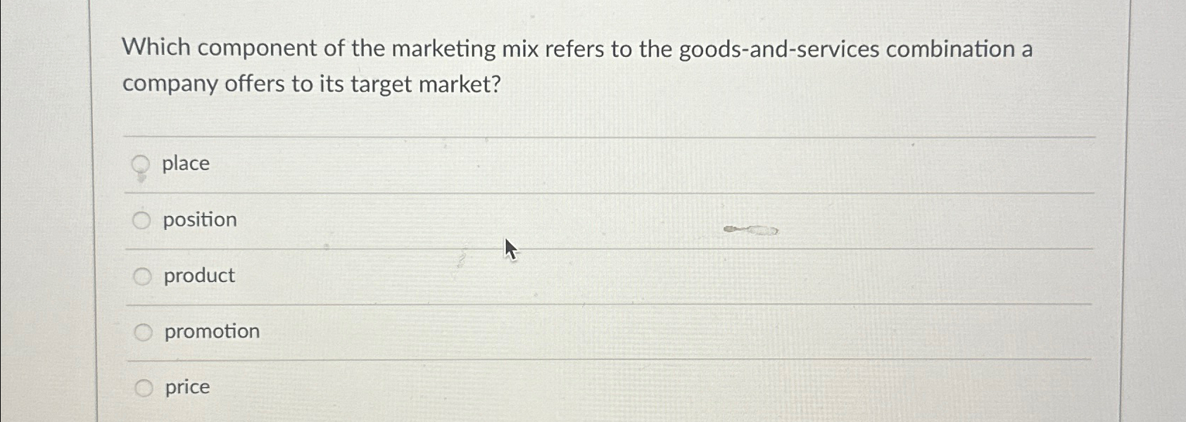 Solved Which component of the marketing mix refers to the | Chegg.com