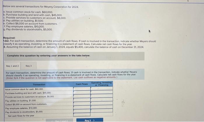 Solved Required: 1.\&2. For each transaction, determine the | Chegg.com