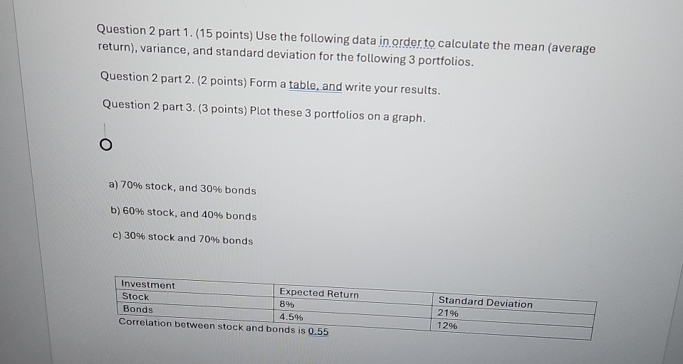 Solved Question 2 ﻿part 1. (15 ﻿points) ﻿Use the following | Chegg.com