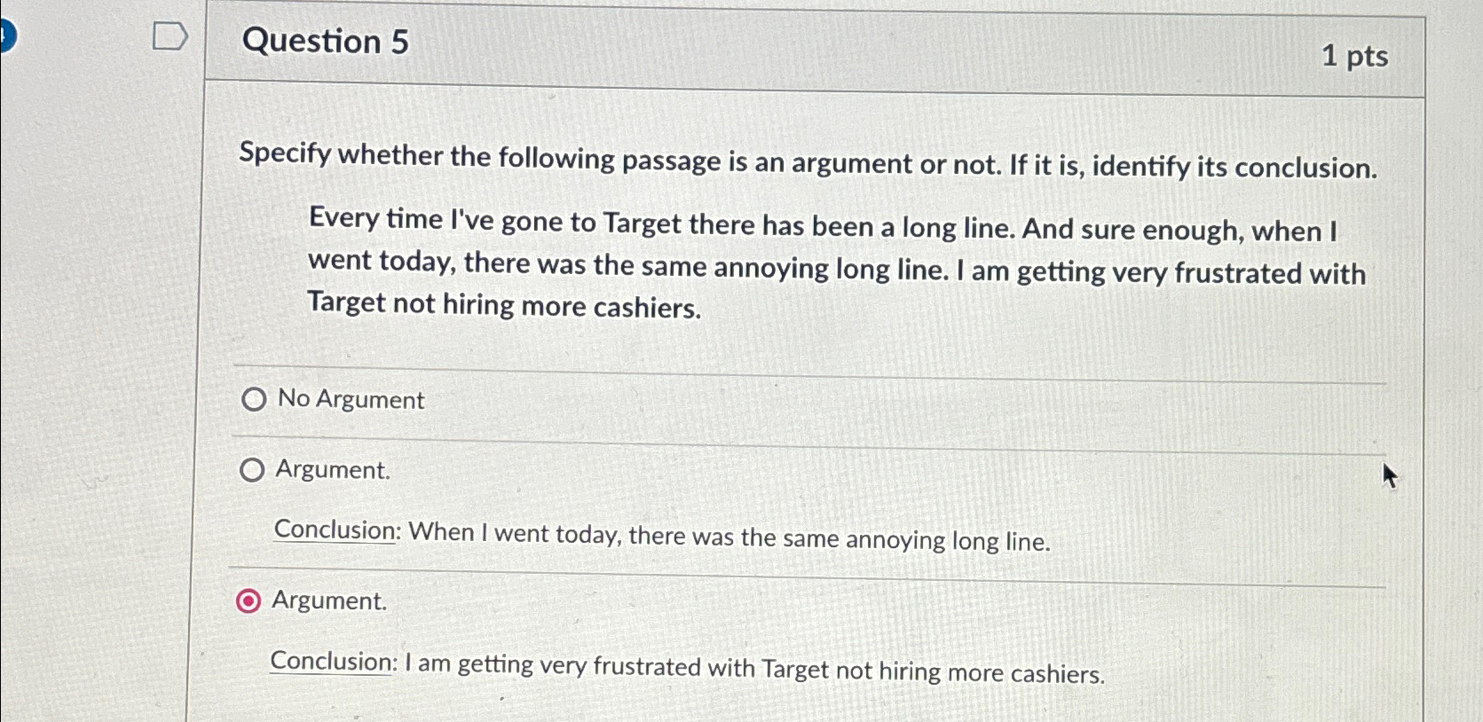 Solved Question 51 ﻿ptsSpecify whether the following passage | Chegg.com