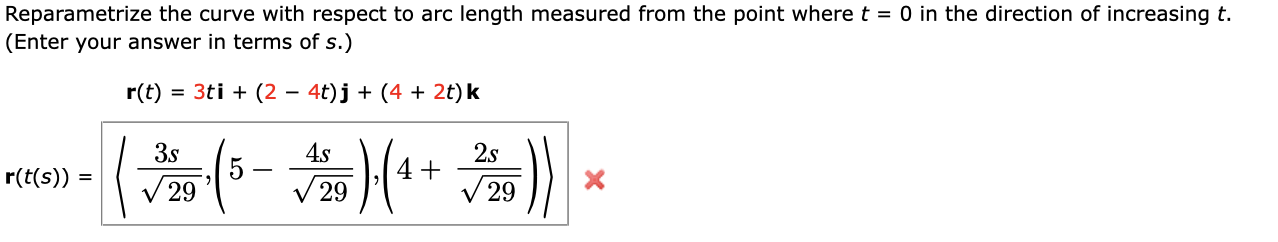 Solved Reparametrize the curve with respect to arc length | Chegg.com