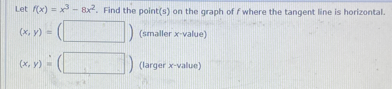 Solved Let f(x)=x3-8x2. ﻿Find the point(s) ﻿on the graph of | Chegg.com