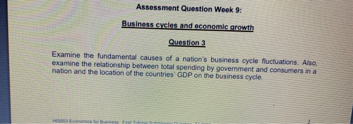 Solved Assessment Question Week 9: Business cycles and | Chegg.com