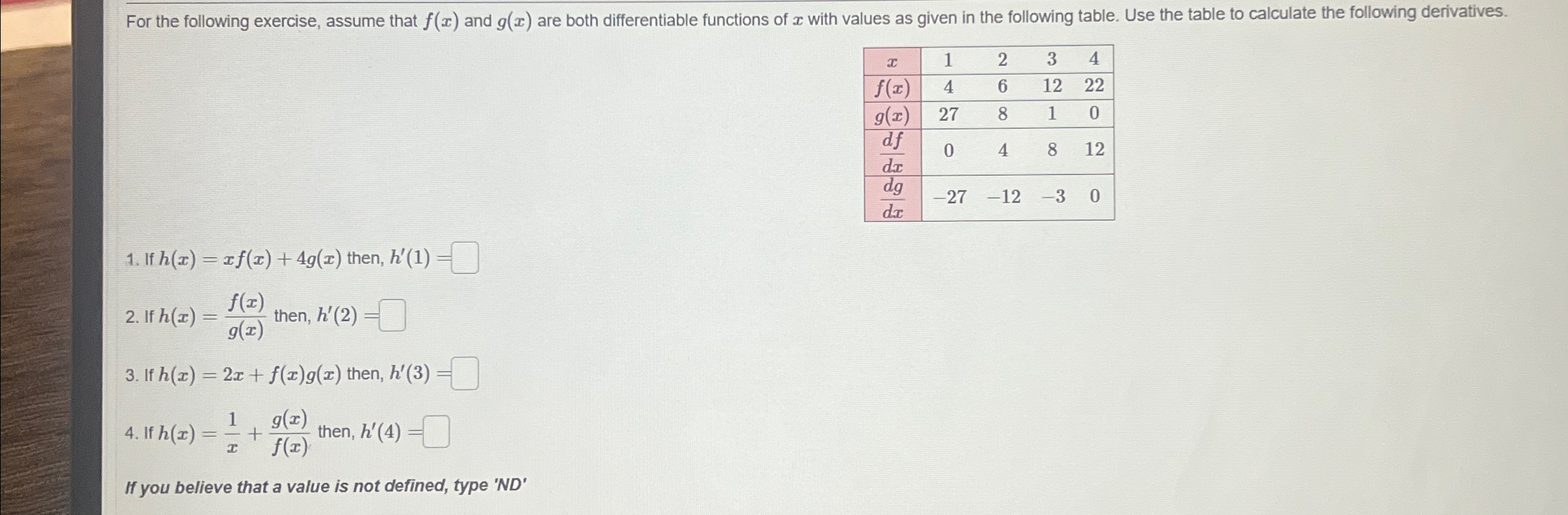 Solved For the following exercise, assume that f(x) ﻿and | Chegg.com