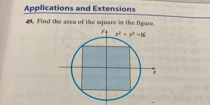 Solved 49. Find the area of the square in the figure. | Chegg.com