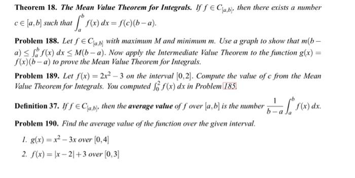 Solved Theorem 18. The Mean Value Theorem for Integrals. If | Chegg.com