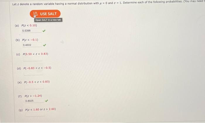 Solved Let z denote a random variable having a normal | Chegg.com