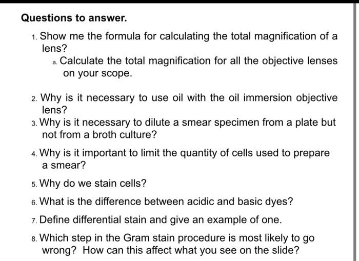 Solved Questions to answer. 1. Show me the formula for | Chegg.com