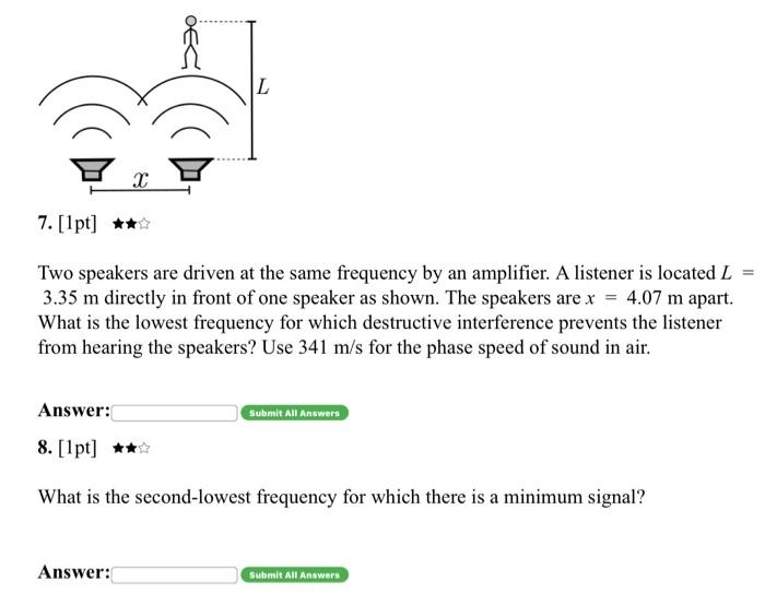 Solved Two speakers are driven at the same frequency by an | Chegg.com