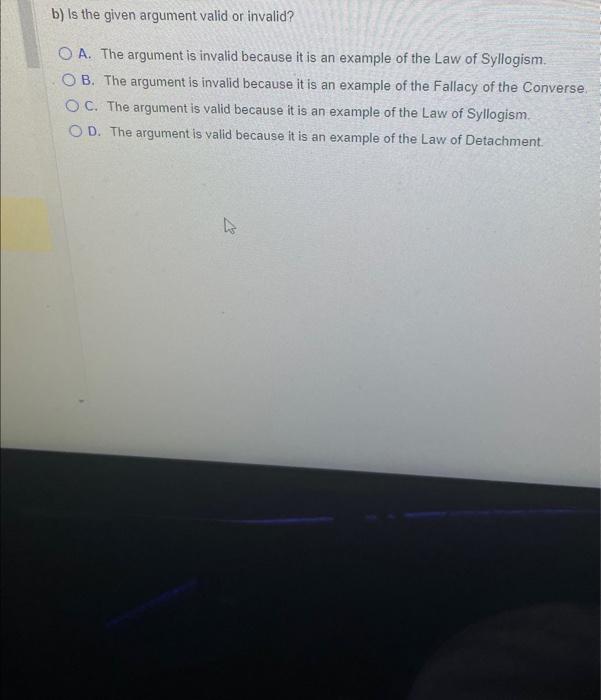 For the argument below, perform the following. a) | Chegg.com