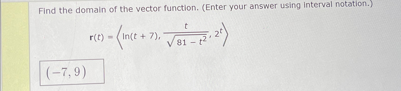 Solved Find the domain of the vector function. (Enter your | Chegg.com