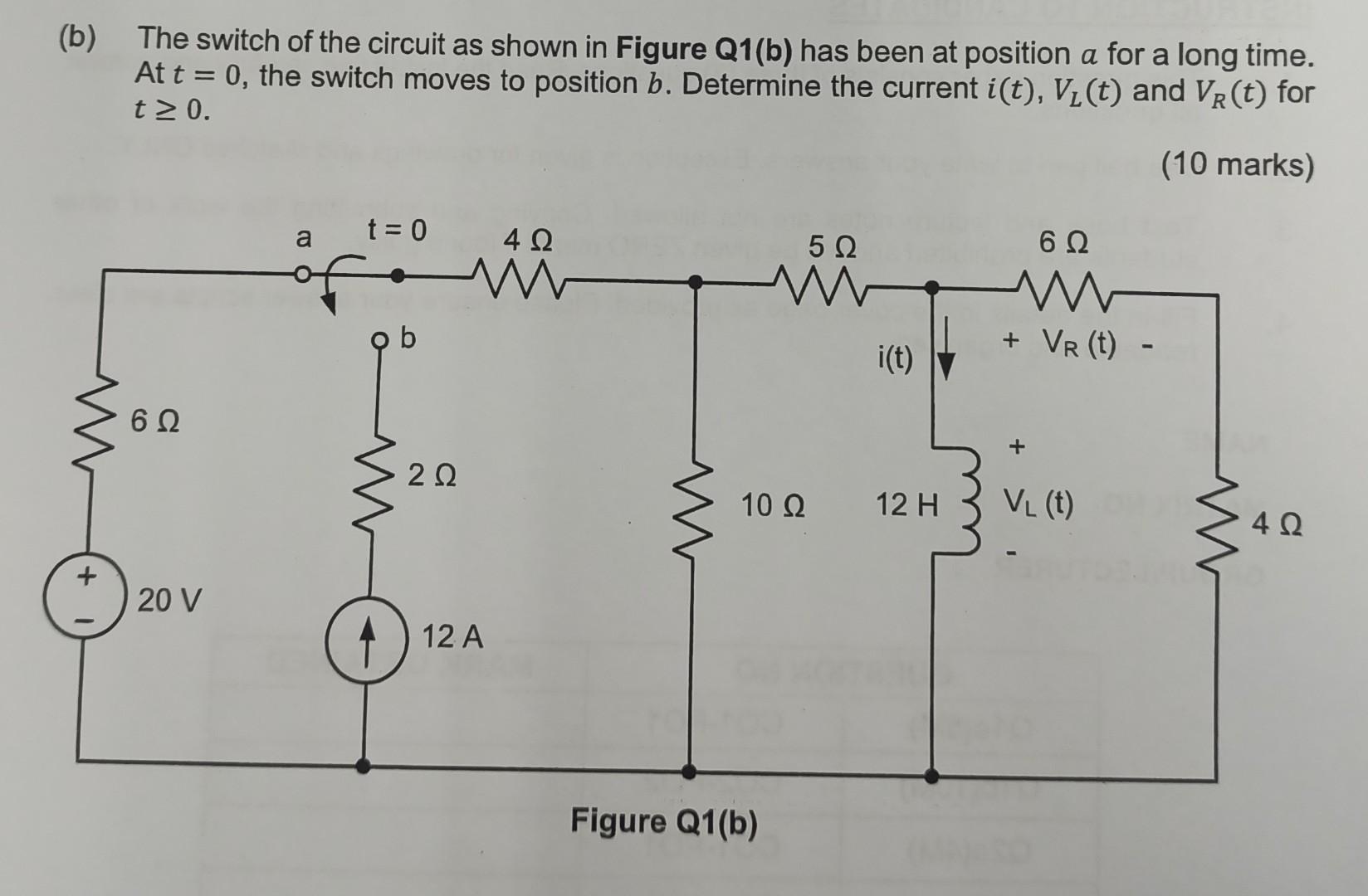 Solved (b) The switch of the circuit as shown in Figure | Chegg.com