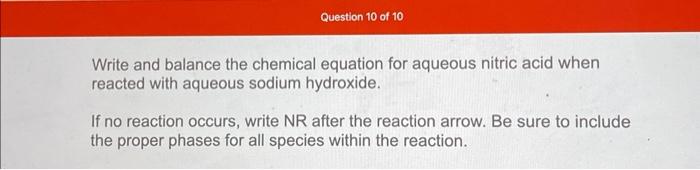 Solved Write and balance the chemical equation for aqueous | Chegg.com