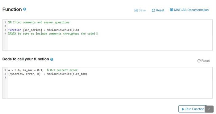Solved Maclaurin expansion of sin(x) Write a MATLAB | Chegg.com