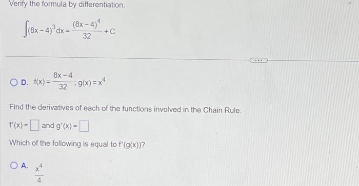 Solved Verify the formula by differentiation. | Chegg.com