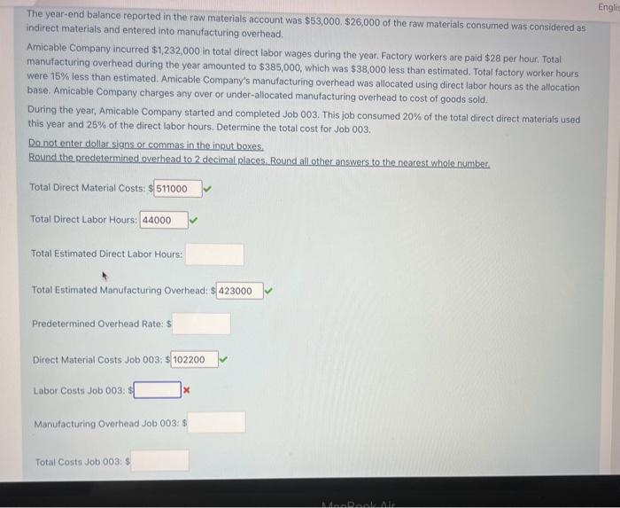 Solved The year-end balance reported in the raw materials | Chegg.com