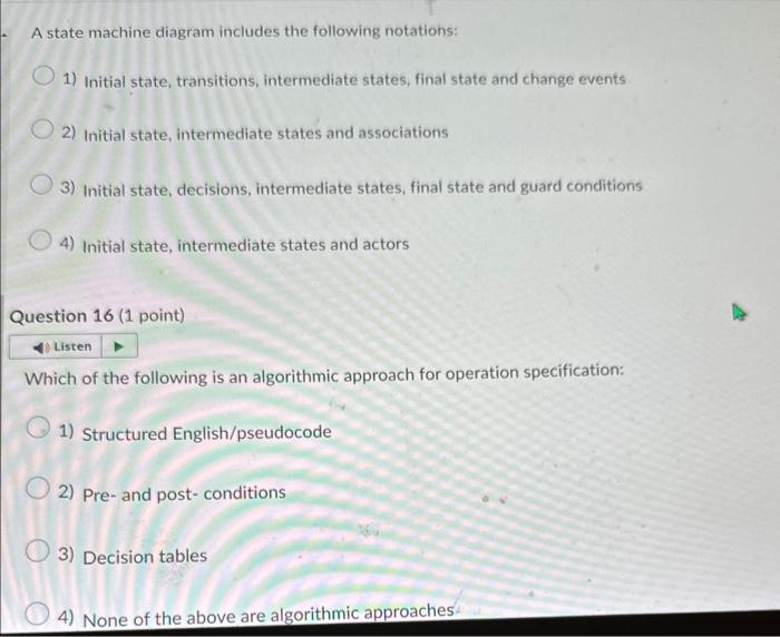Solved A state machine diagram includes the following | Chegg.com