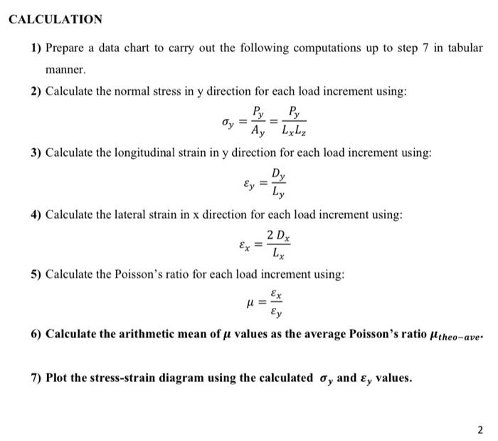 Solved CALCULATION 1) Prepare a data chart to carry out the | Chegg.com