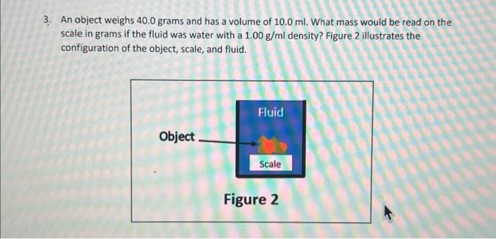 Solved 3. An object weighs 40.0 grams and has a volume of | Chegg.com
