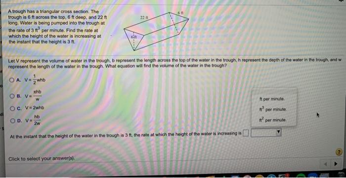 Solved 67 A trough has a triangular cross section. The | Chegg.com