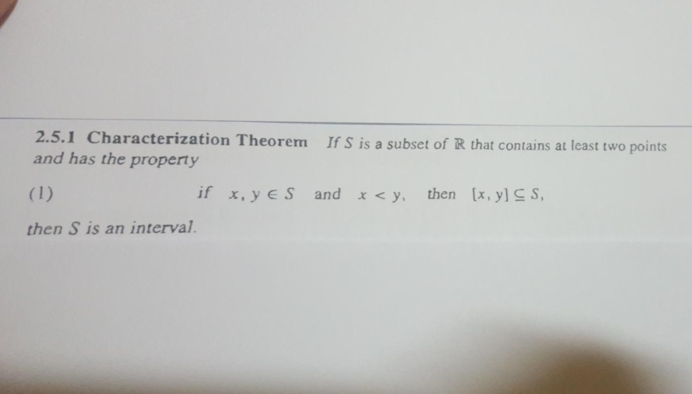 Solved 2.5.1 Characterization Theorem If S is a subset of R | Chegg.com