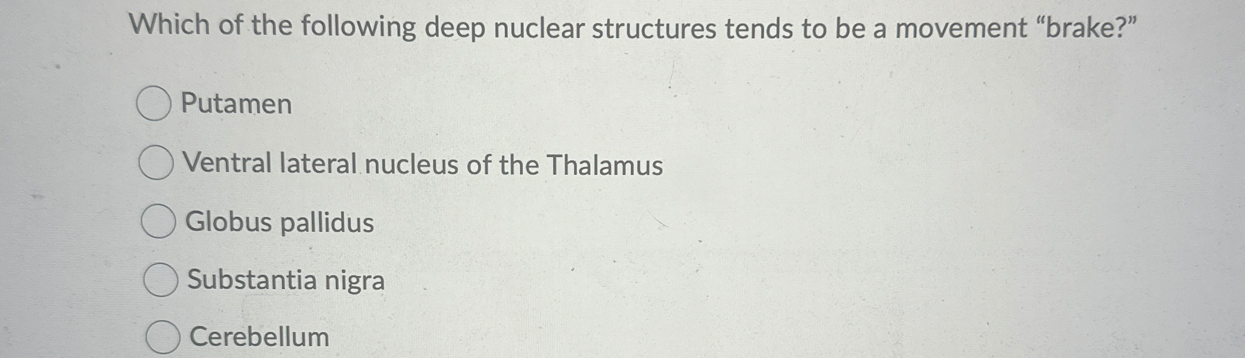 Solved Which of the following deep nuclear structures tends | Chegg.com
