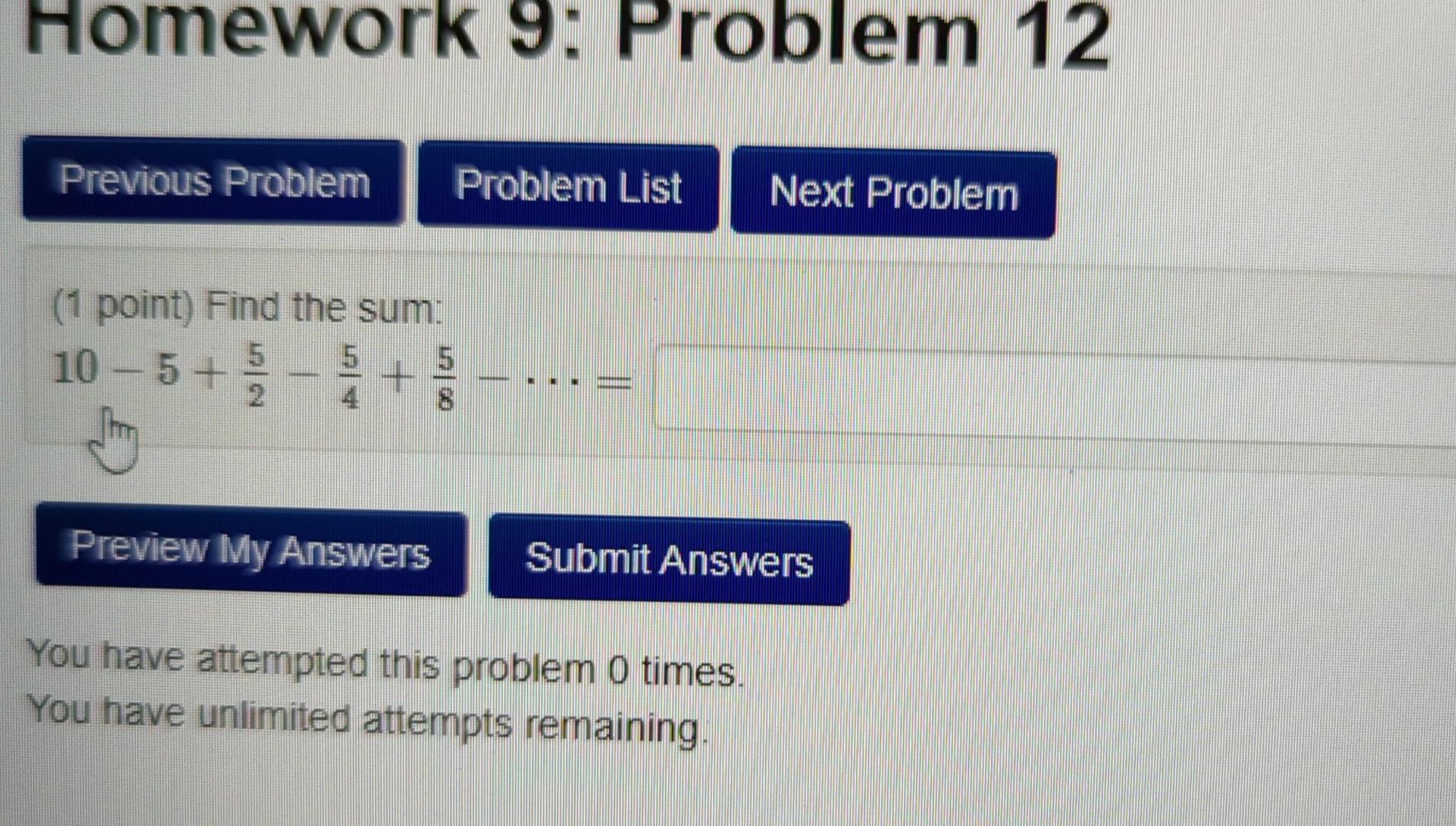 Solved Homework 9: Problem 12 Previous Problem Problem List | Chegg.com Solved Homework 9: Problem 12 Previous Problem Problem List | Chegg.com