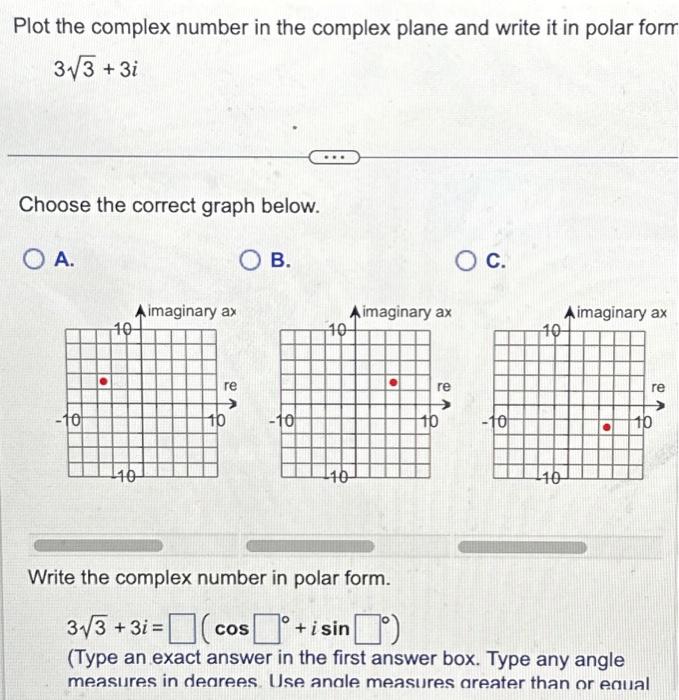 Solved Plot the complex number in the complex plane and | Chegg.com