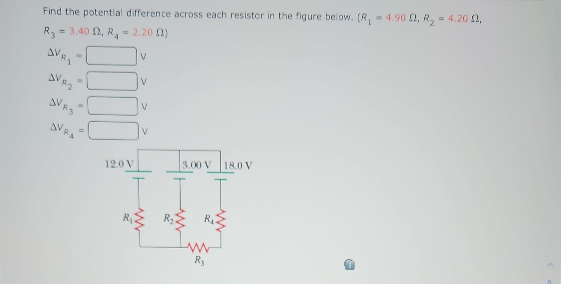 Solved Find the potential difference across each resistor in | Chegg.com