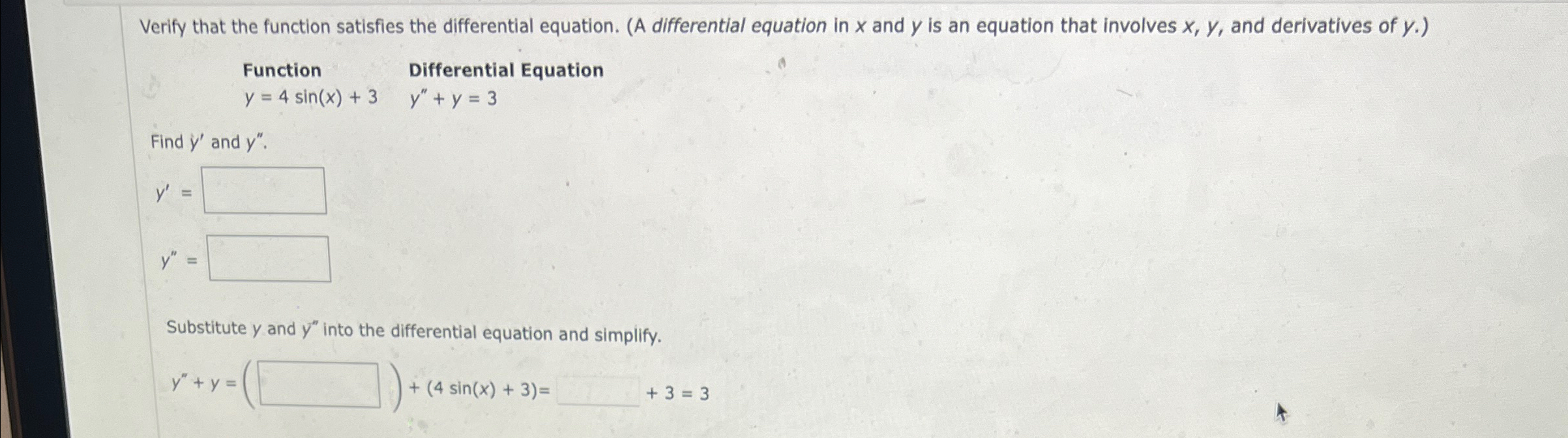 Solved Verify that the function satisfies the differential | Chegg.com