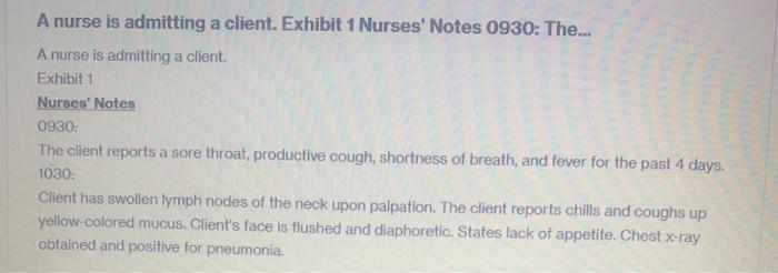 The nurse is reviewing the client's medical record. | Chegg.com