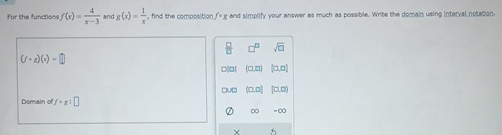 Solved For the functions f(x)=4x-3 ﻿and g(x)=1x, ﻿find the | Chegg.com