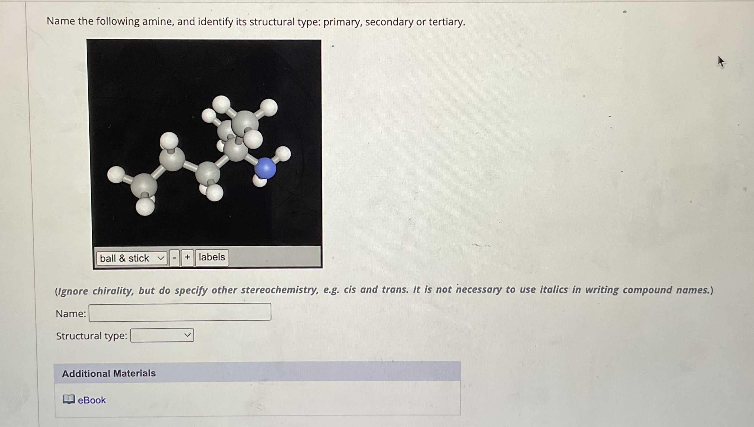 Solved Name the following amine, and identify its structural | Chegg.com