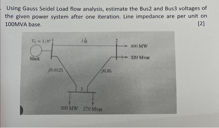Solved Using Gauss Seidel Load flow analysis, estimate the | Chegg.com
