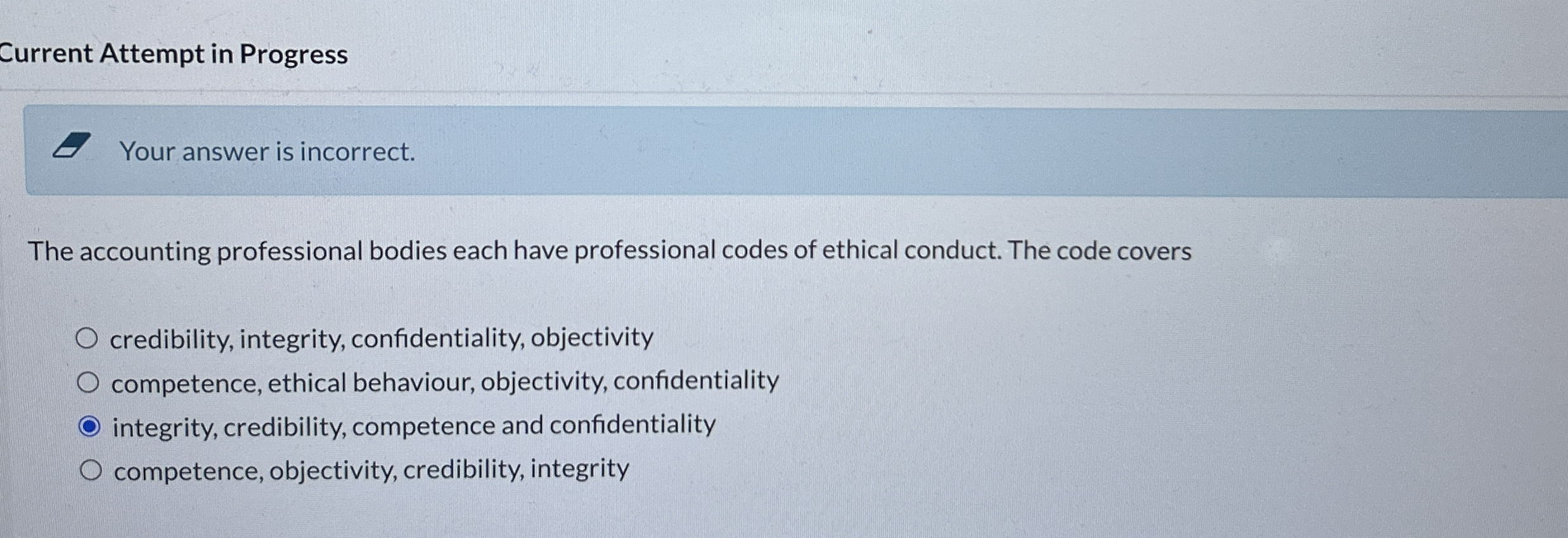 Solved Current Attempt in ProgressYour answer is | Chegg.com