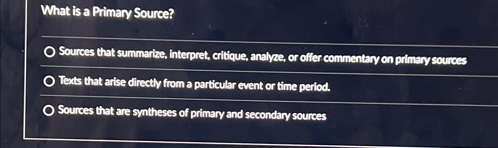 Solved What is a Primary Source?Sources that summarize, | Chegg.com