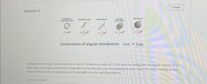 Solved Conservation of angular momentum: Iiωi=Ifωf A | Chegg.com