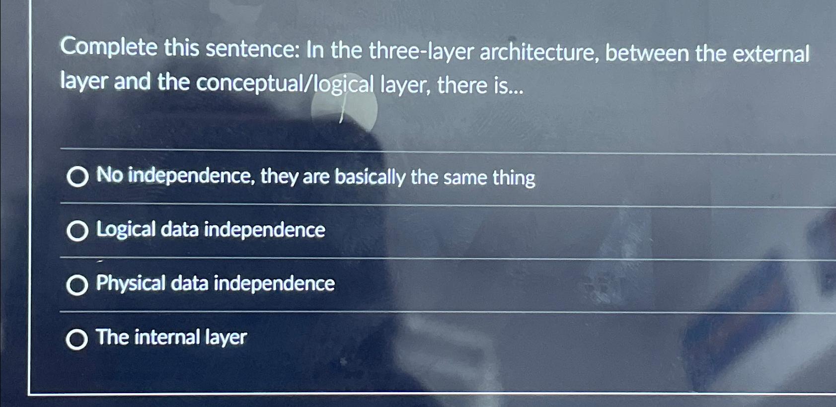 Solved Complete this sentence: In the three-layer | Chegg.com