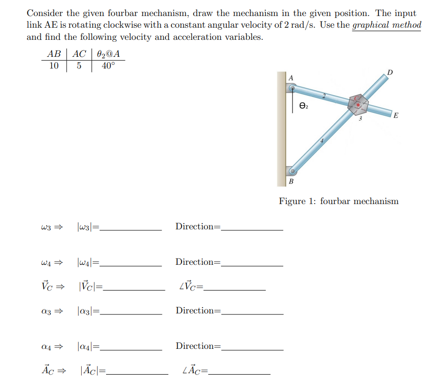 Solved Consider the given fourbar mechanism, draw the | Chegg.com Solved Consider the given fourbar mechanism, draw the | Chegg.com