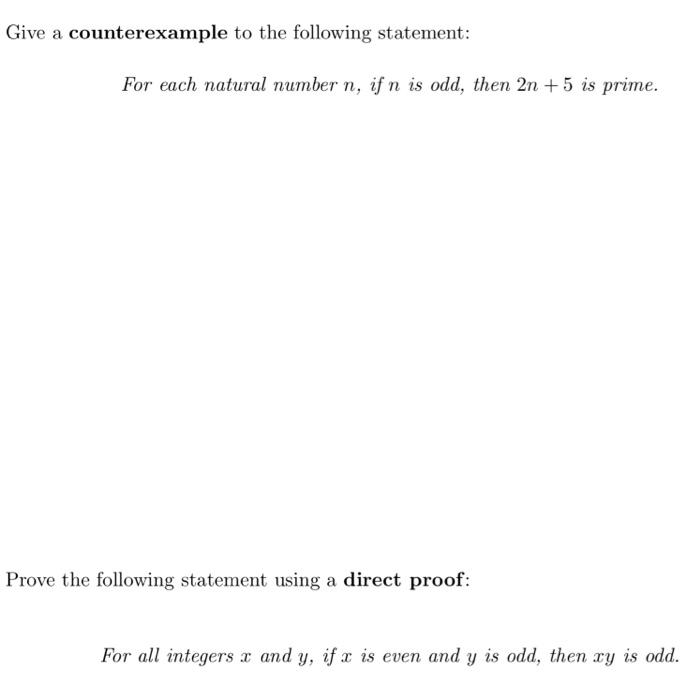 Solved Give a counterexample to the following statement: For | Chegg.com