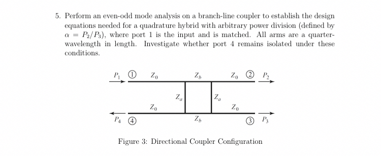 Solved Perform an even-odd mode analysis on a branch-line | Chegg.com