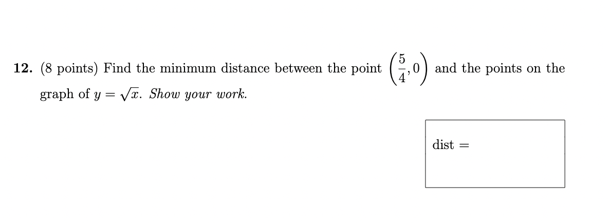 Solved (8 ﻿points) ﻿Find the minimum distance between the | Chegg.com