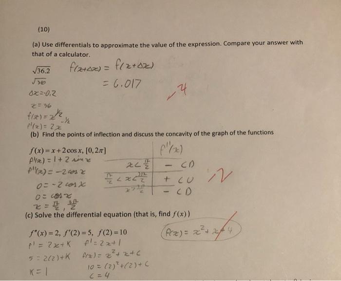 Solved (a) Use differentials to approximate the value of the | Chegg.com
