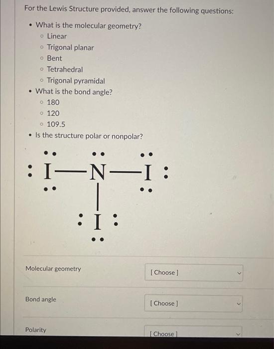 Solved For the Lewis Structure provided, answer the | Chegg.com