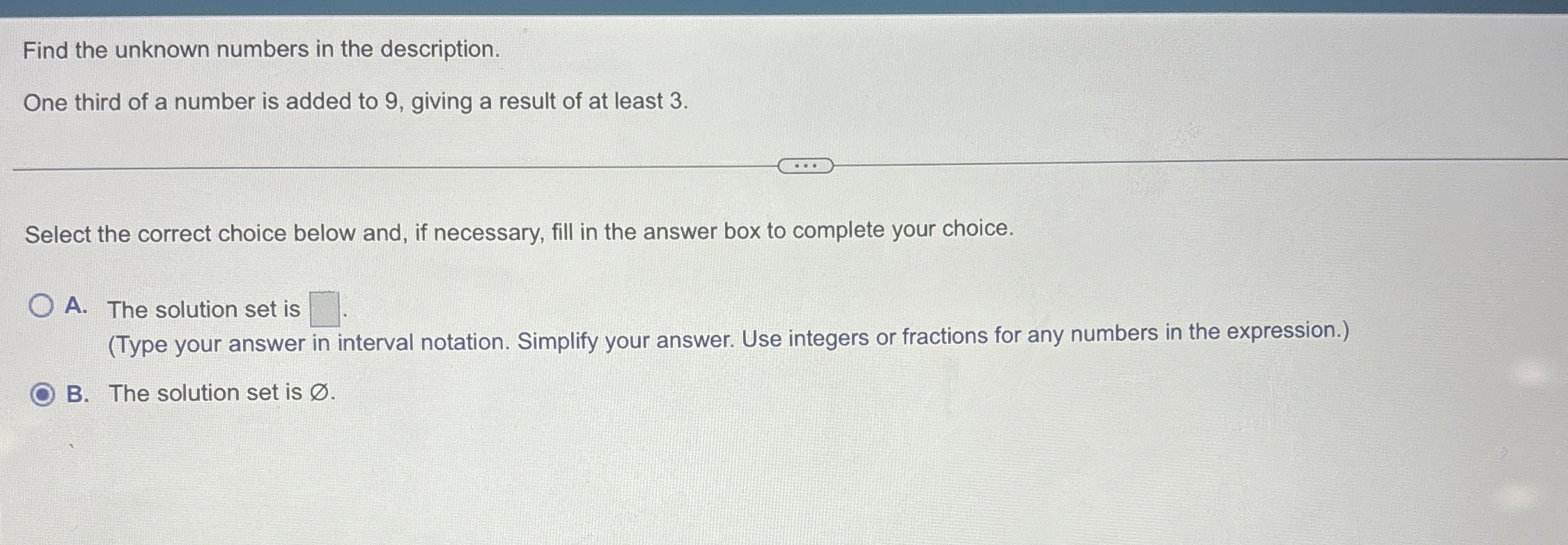 Solved Find the unknown numbers in the description.One third | Chegg.com